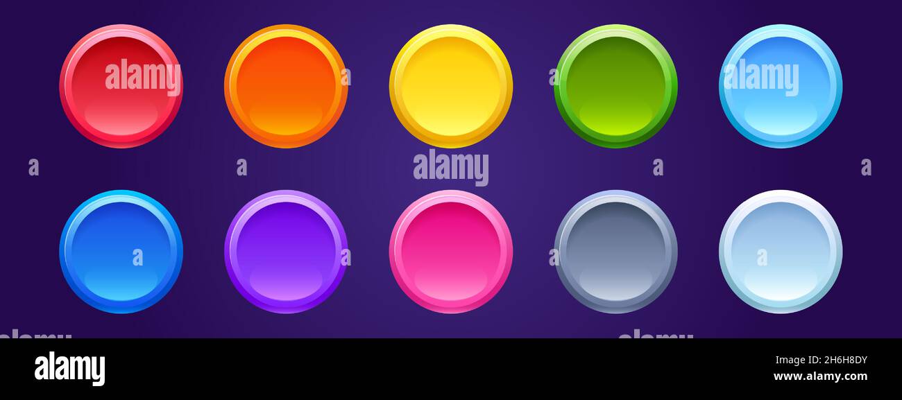 Colored round web buttons isolated on background. Vector set of empty ...