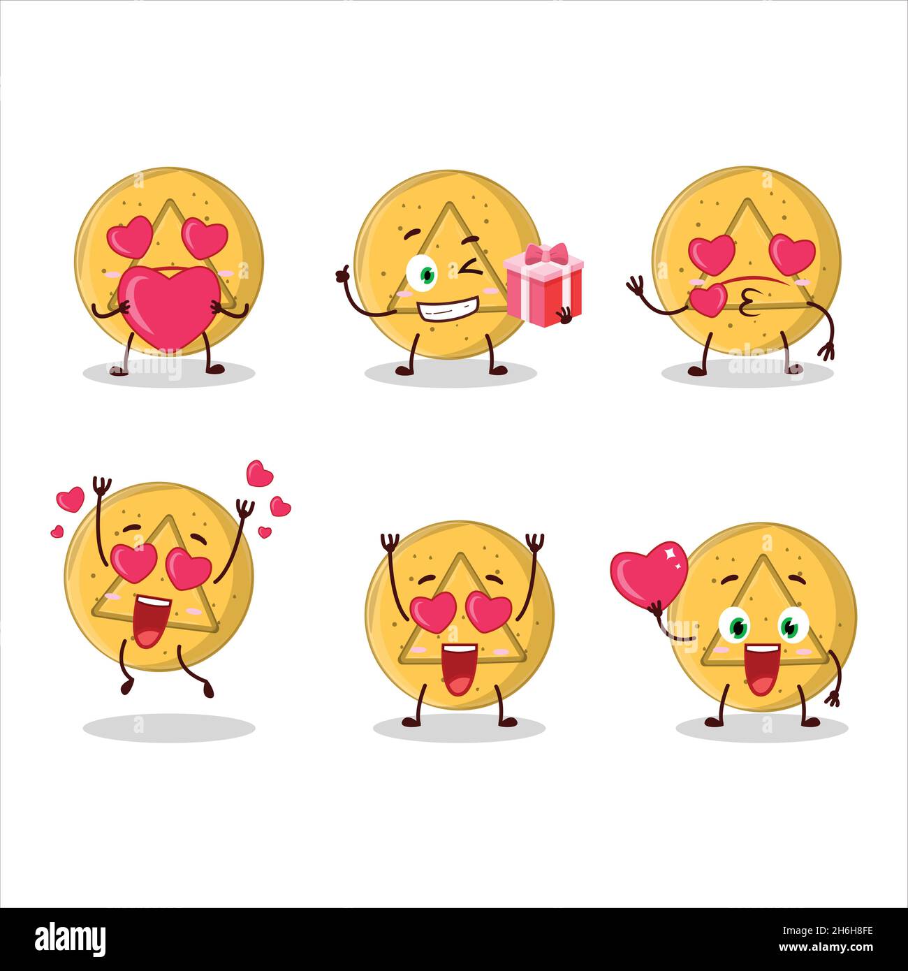 Dalgona candy triangle cartoon character with love cute emoticon ...
