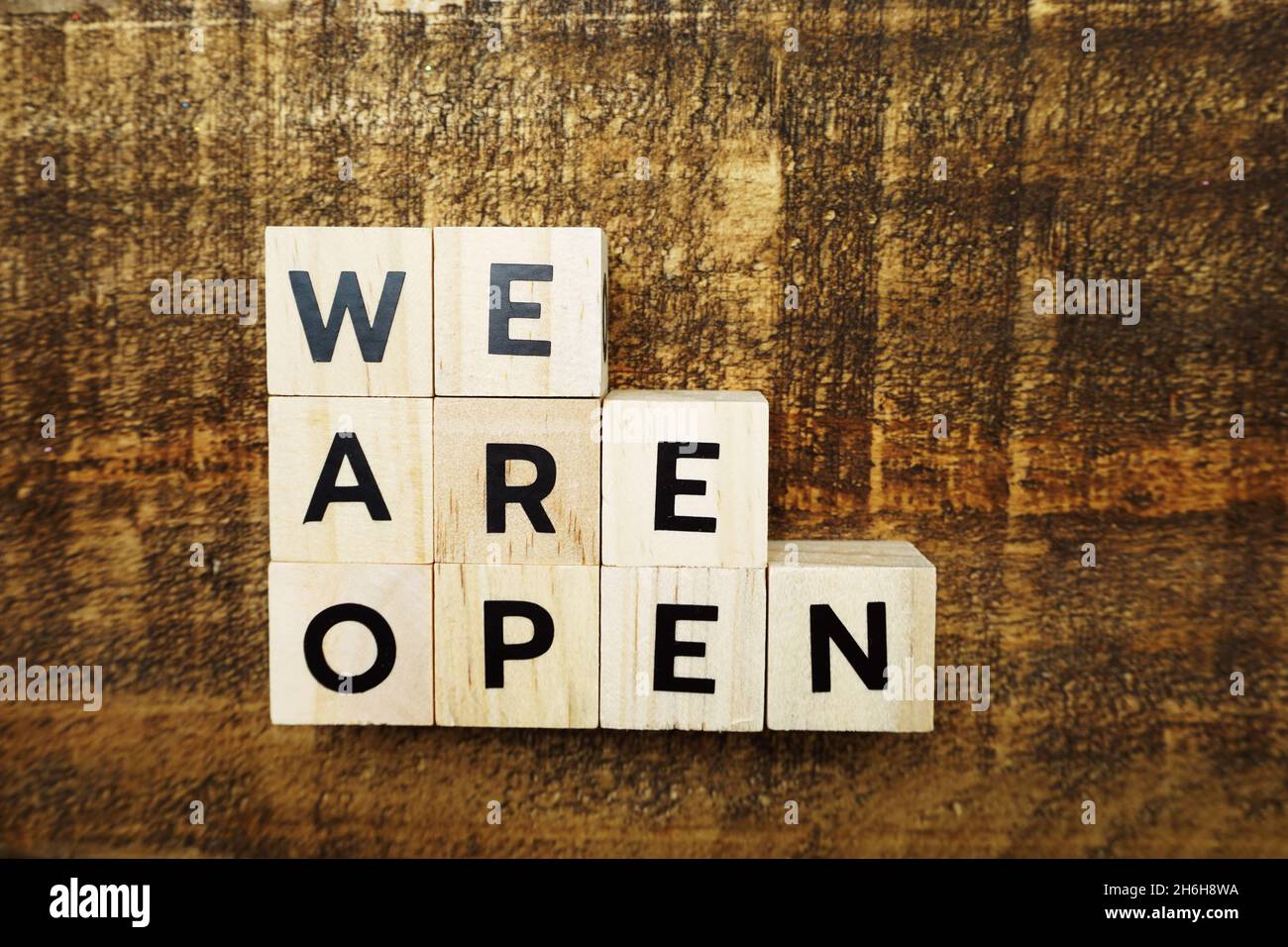 We are open alphabet letters Stock Photo - Alamy