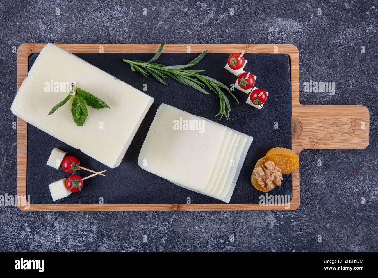 Kashar cheese or kashkaval cheese. Sliced Cheddar Cheese. gourmet ...