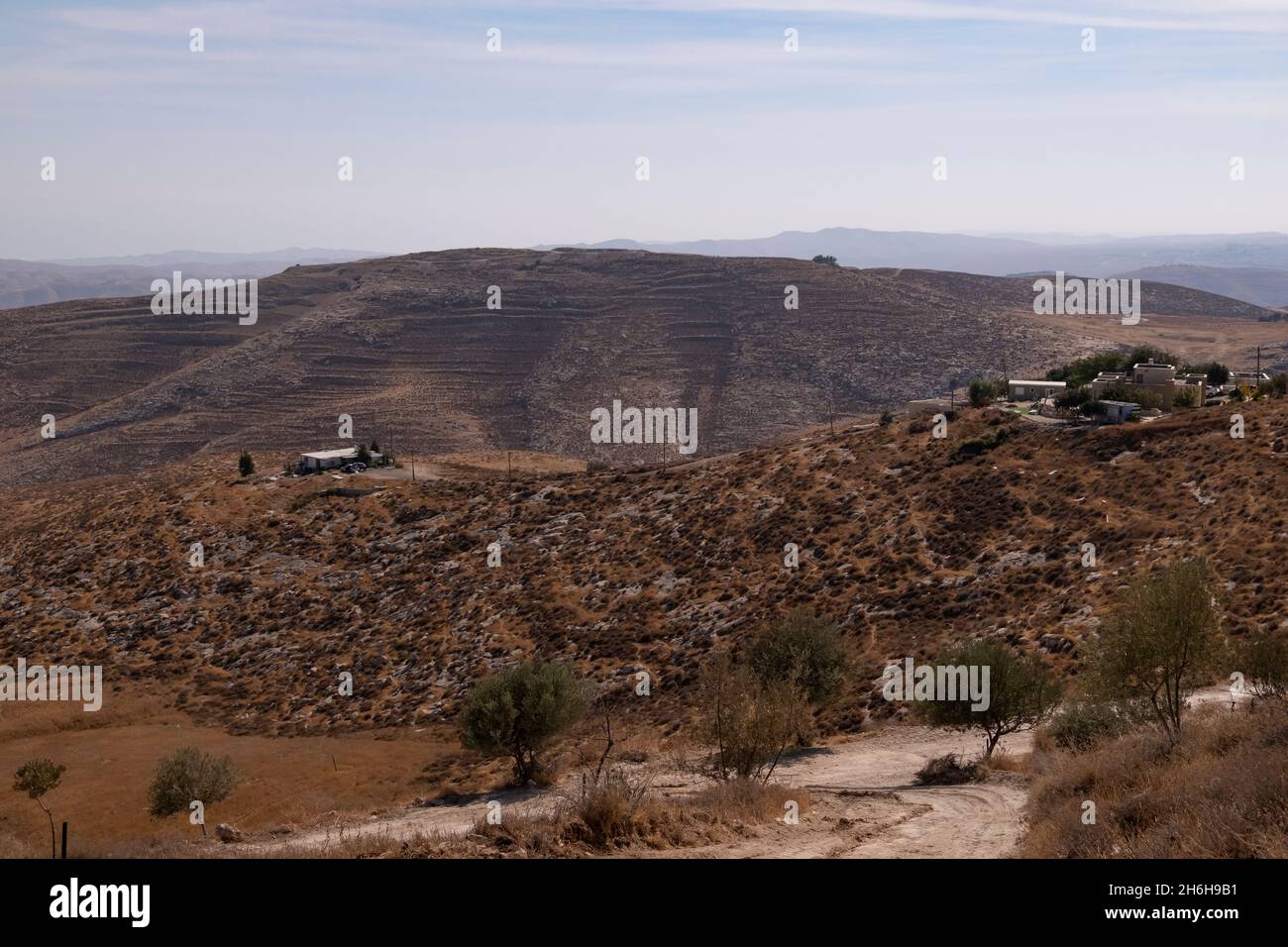 View of the Israeli wildcat settlement of Mitzpe Dani which falls under ...