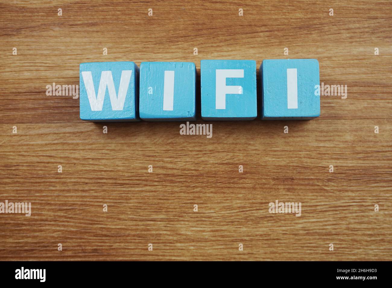 Top view of Wifi word made with wooden blocks Stock Photo - Alamy