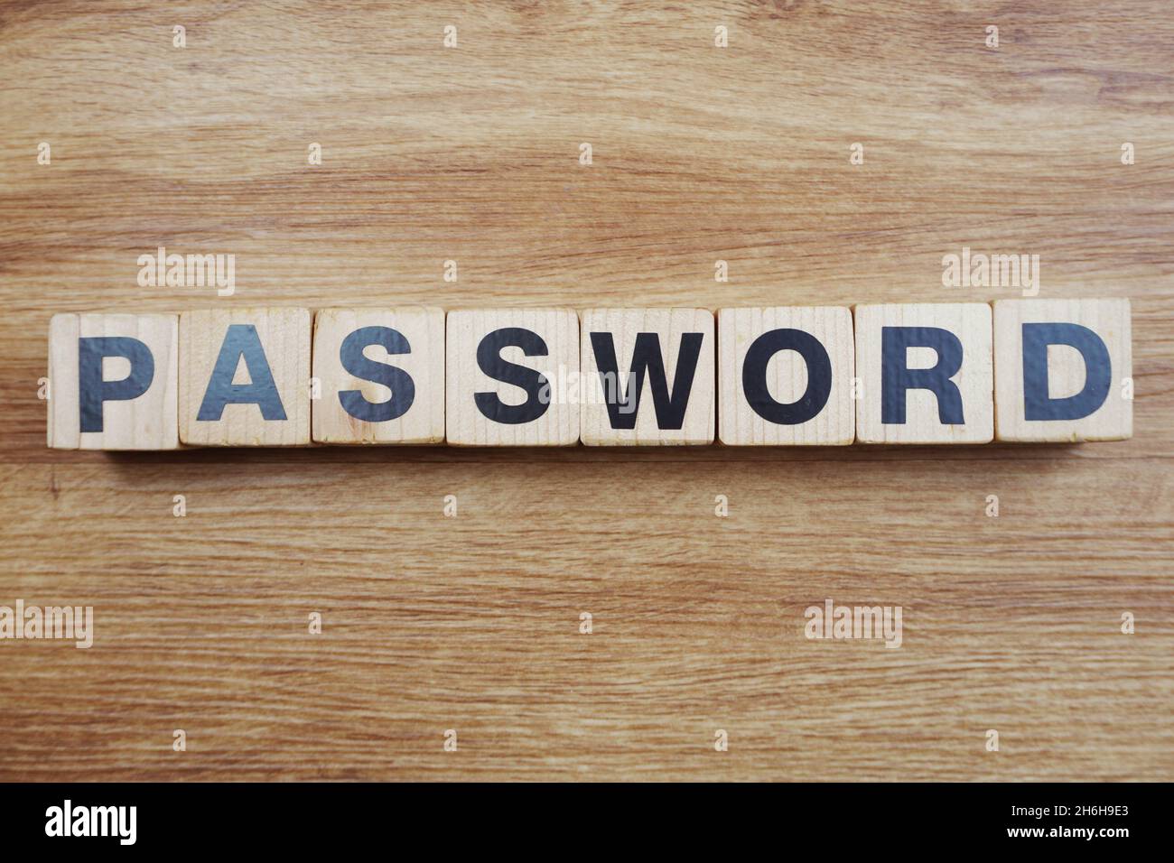 Top view of password word made with wooden blocks Stock Photo - Alamy