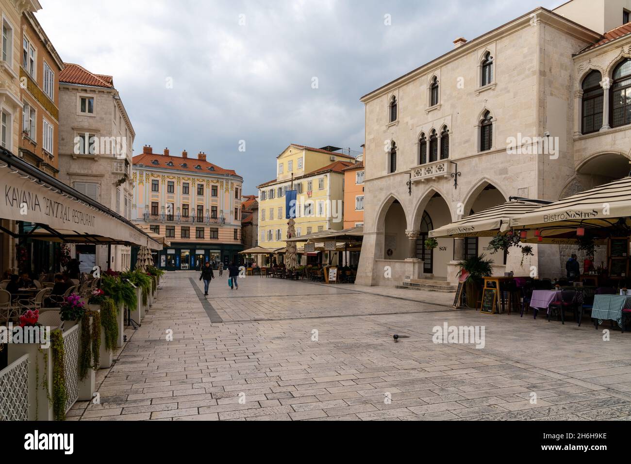 Split, Croatia - 12 November, 2021: old buildings in the historic city ...