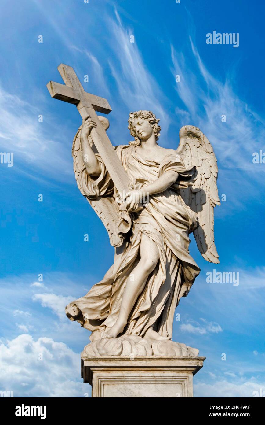 Ponte Saint Angelo bridge statue by Giovanni Bernini Rome Italy ...