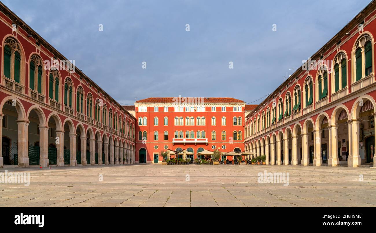 Split, Croatia - 12 November, 2021: view of the Republic Square and its ...