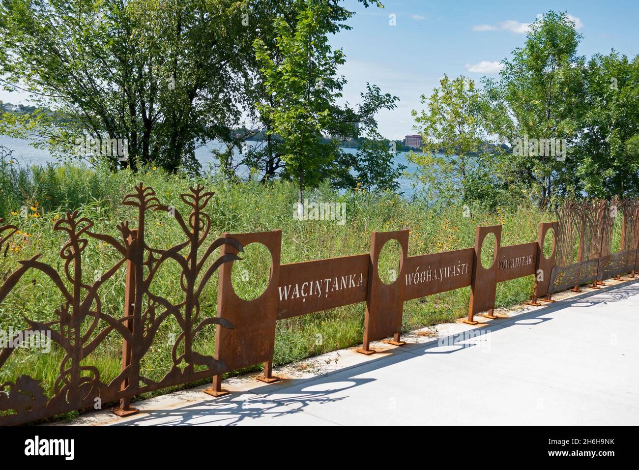 Lake Bde Maka Ska with Native American Indian ceremonial area honoring ...