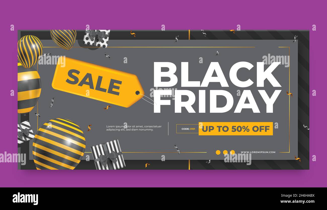 realistic black friday horizontal sale banner vector design ...
