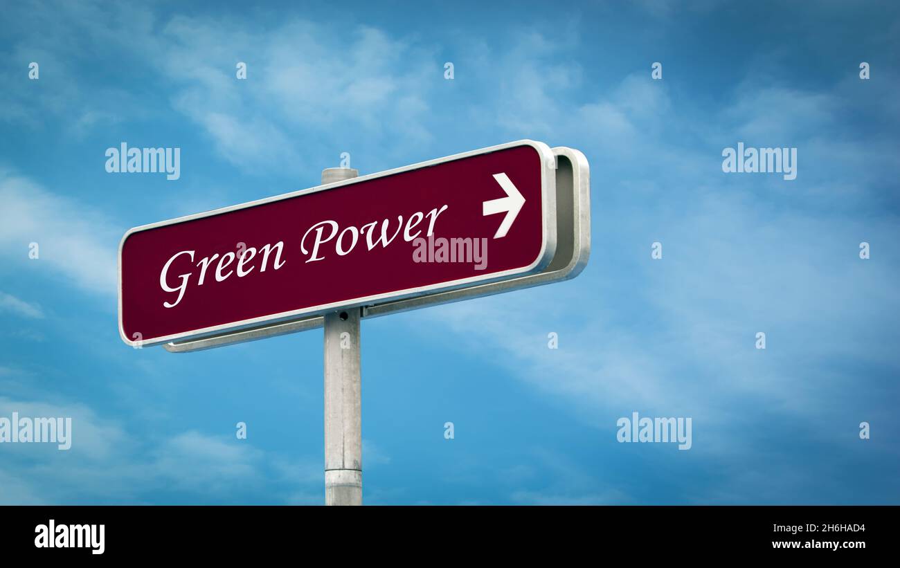 Street Sign the Direction Way to Green Power Stock Photo - Alamy
