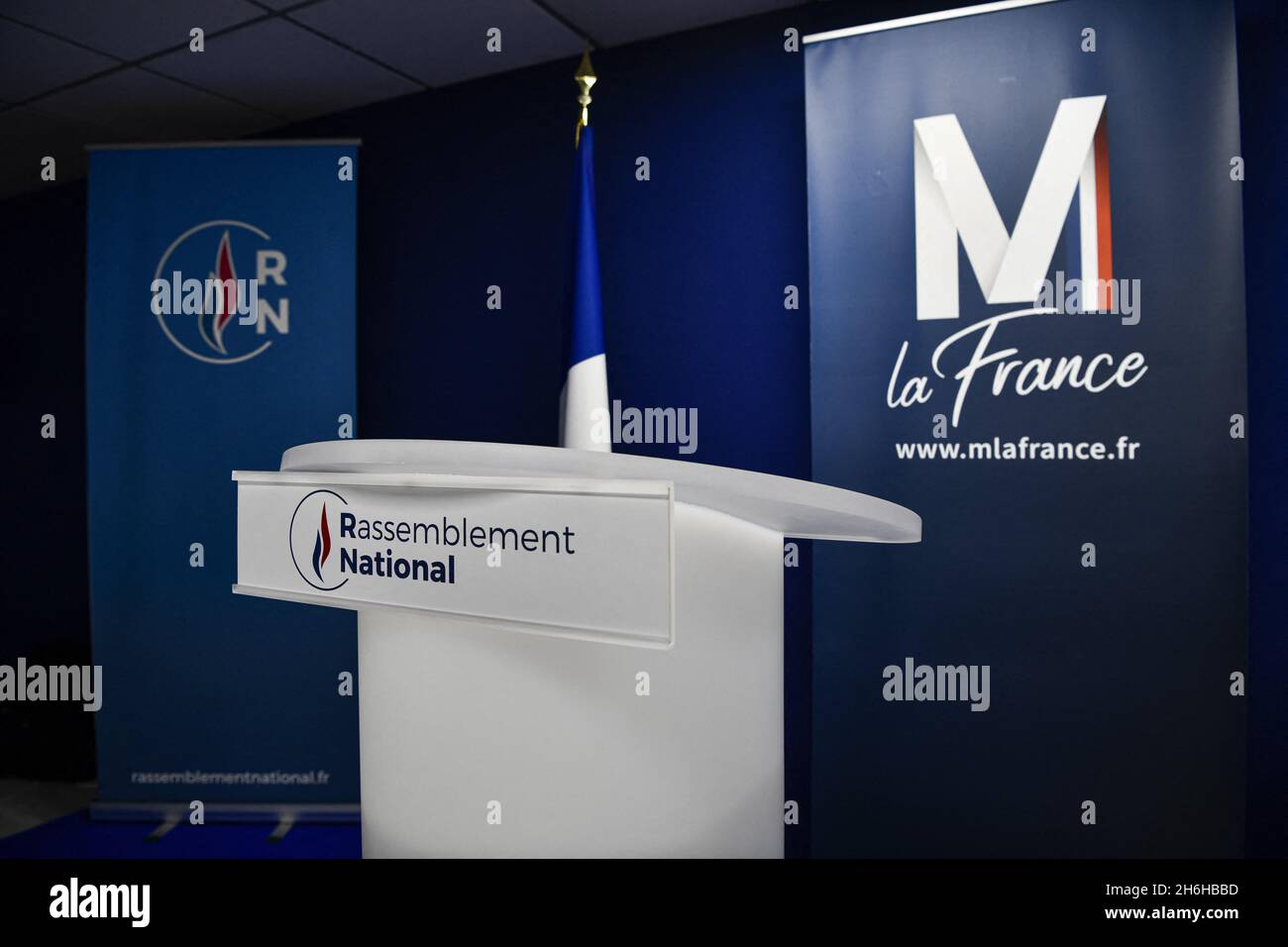 Atmosphere at the unveiling of the Rassemblement National (RN ...