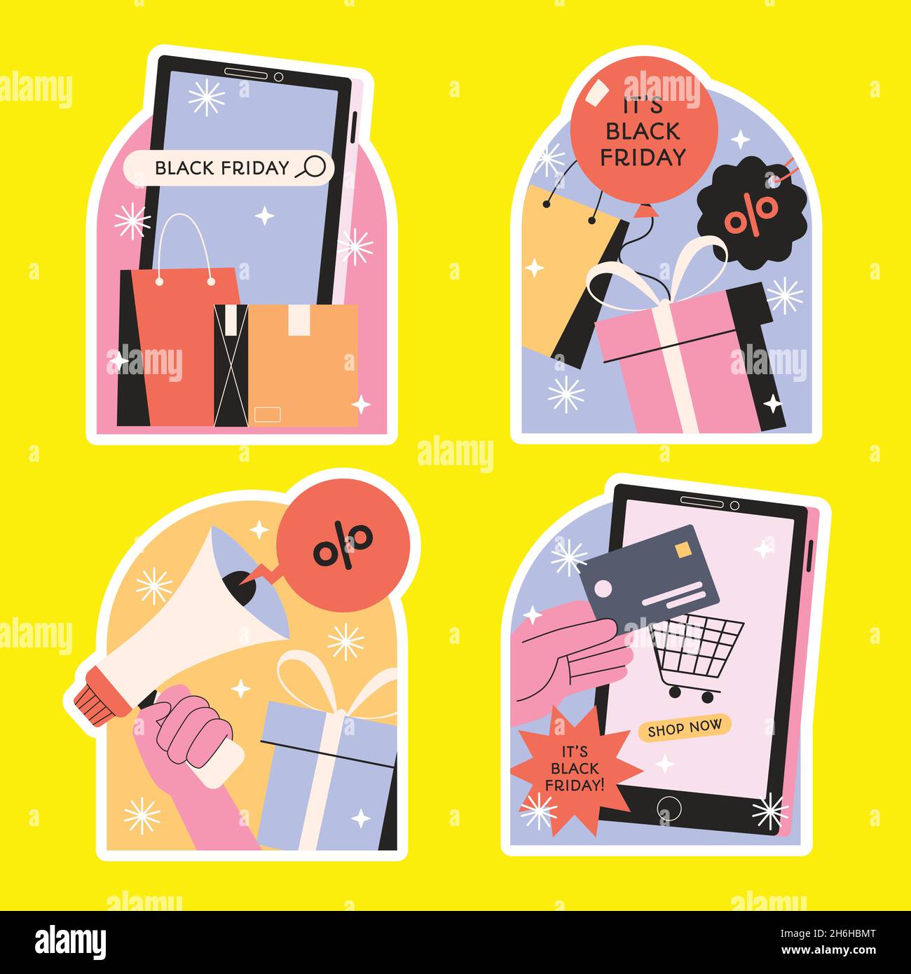 Black friday stickers Stock Vector Images - Alamy