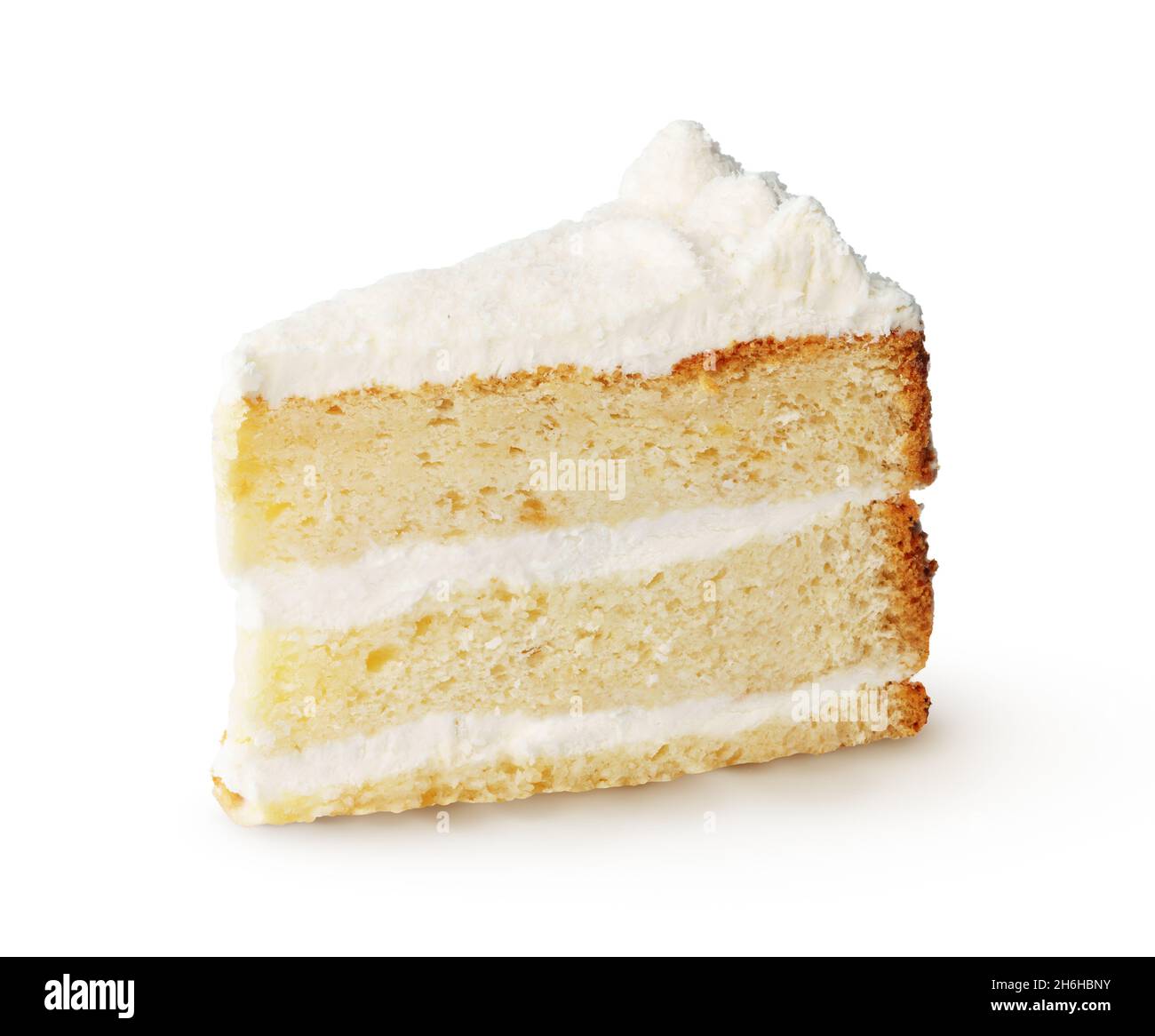 Piece of white biscuit cake isolated on white background Stock Photo ...