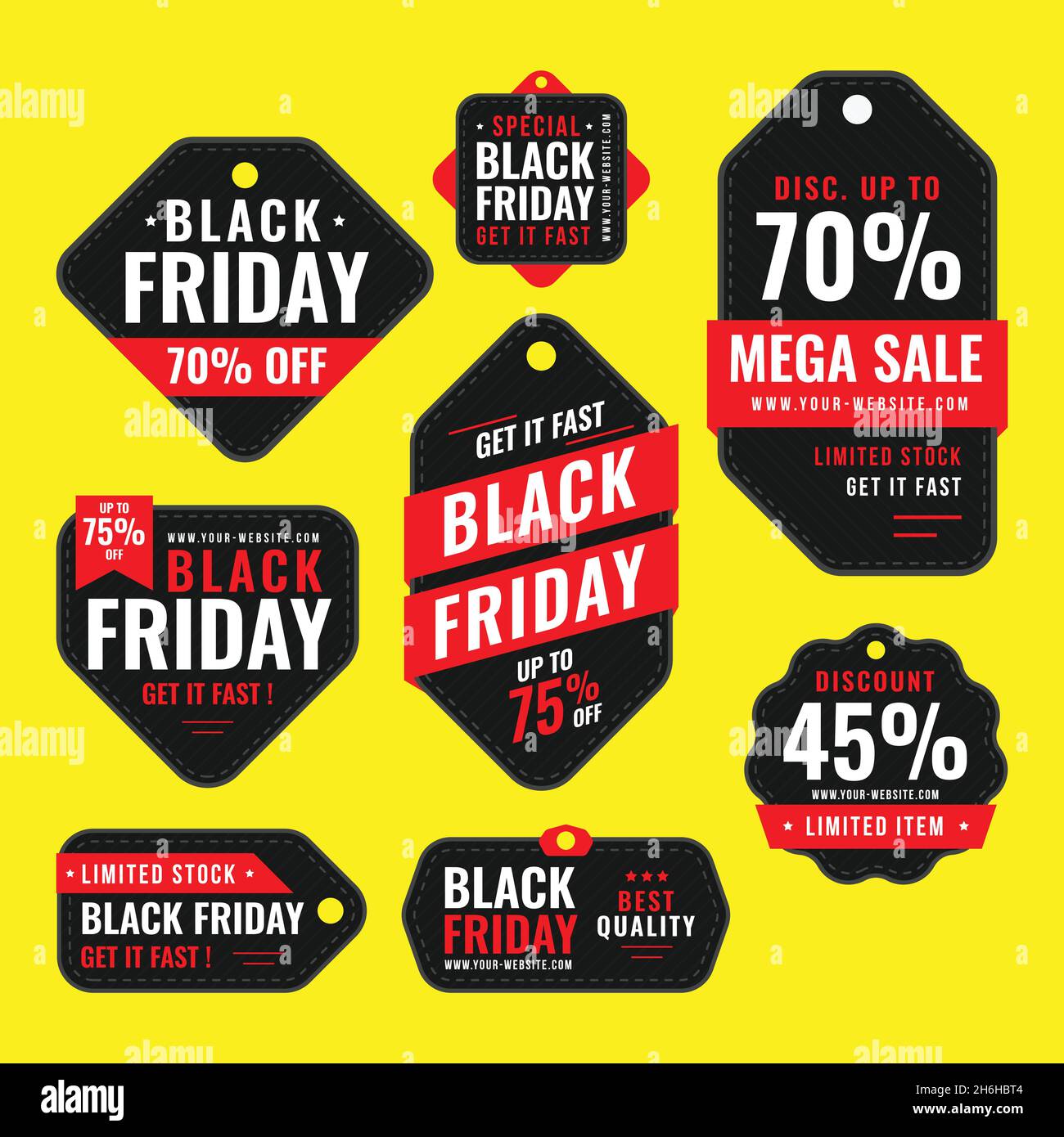 flat black friday labels collection vector design illustration Stock ...
