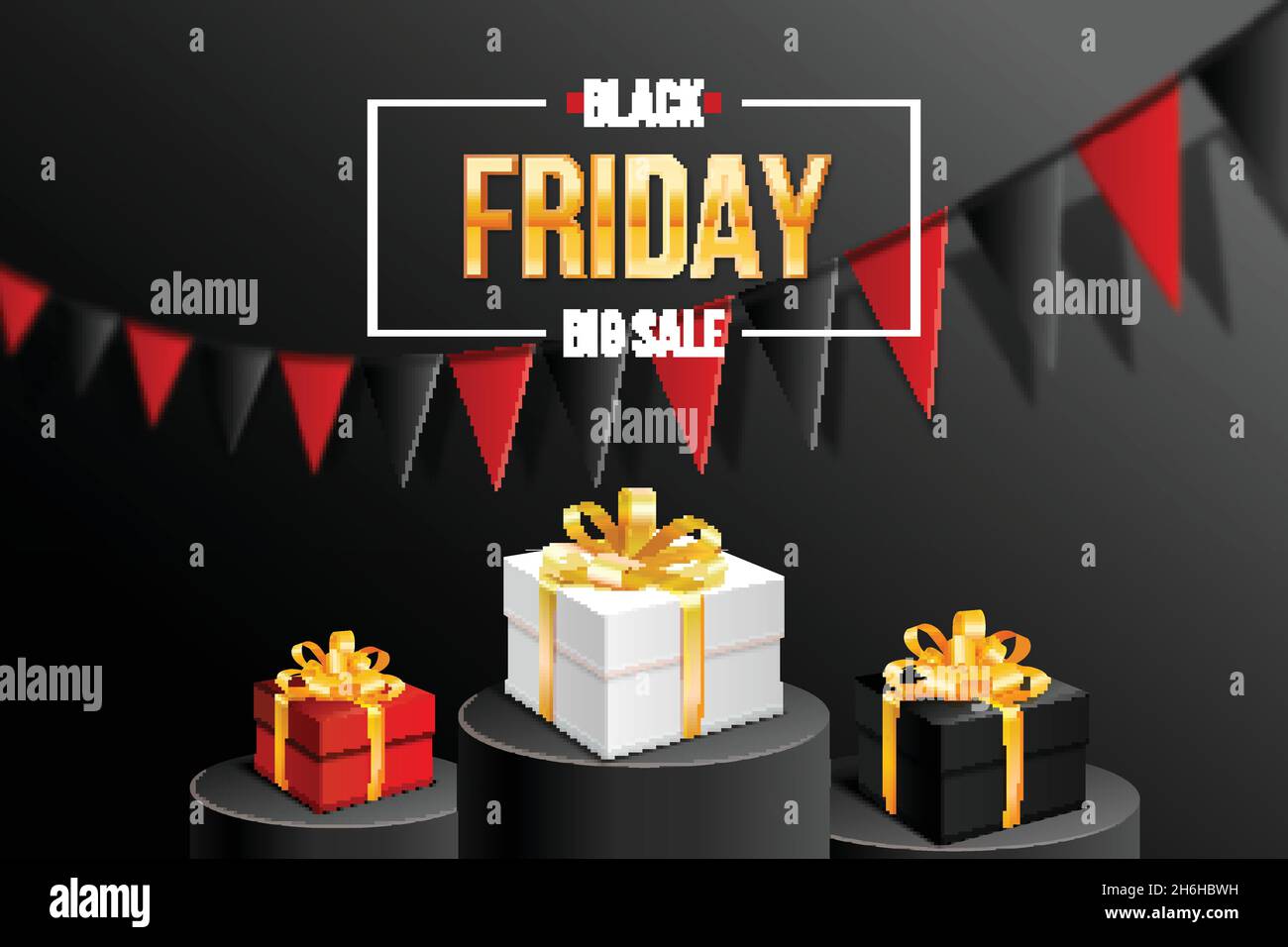 realistic 3d black friday background vector design illustration Stock ...