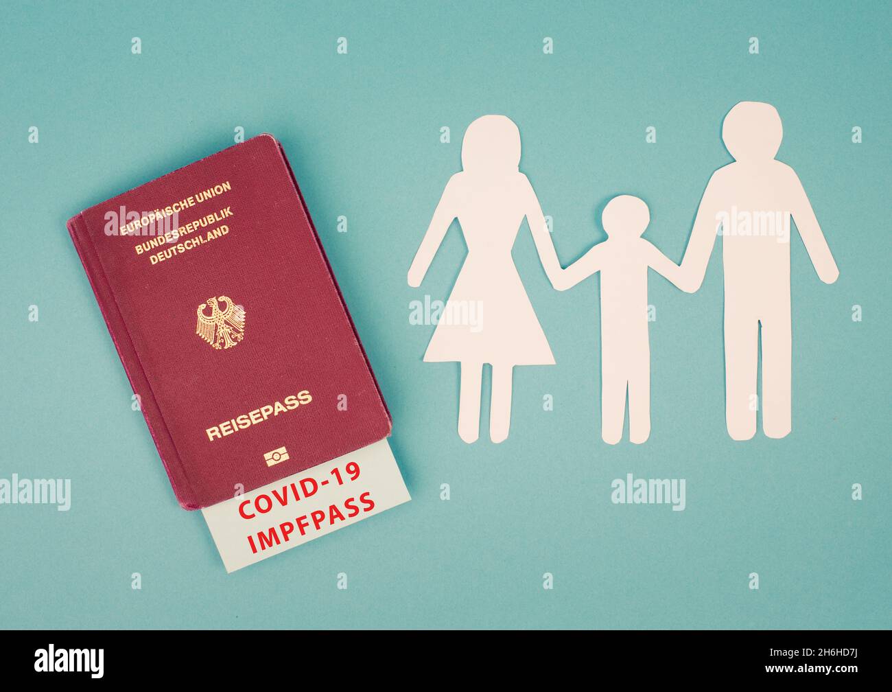 Family with a child, german passport with covid-19 certificate ...