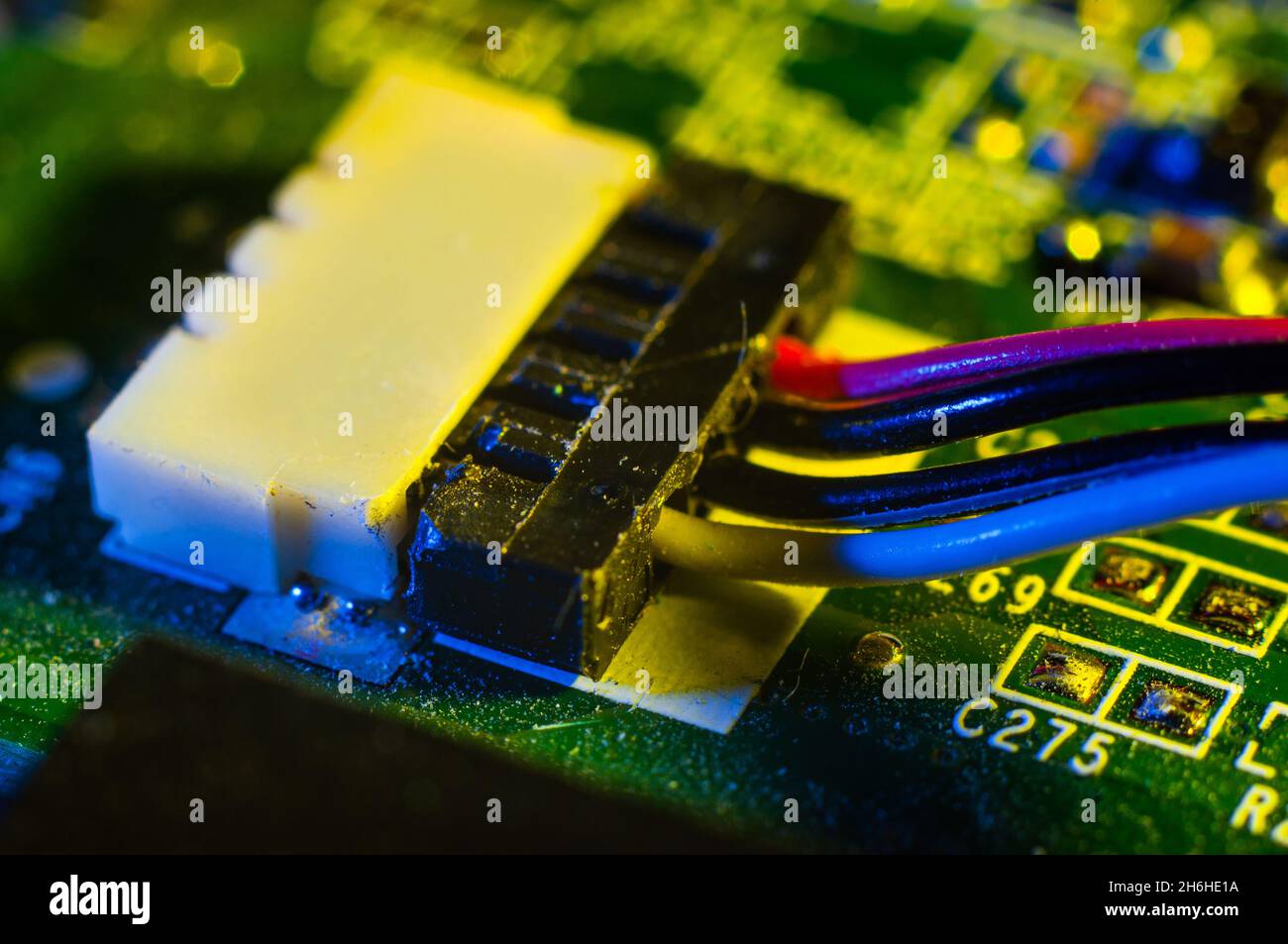 Connector with wired wires to the electronic board Stock Photo - Alamy