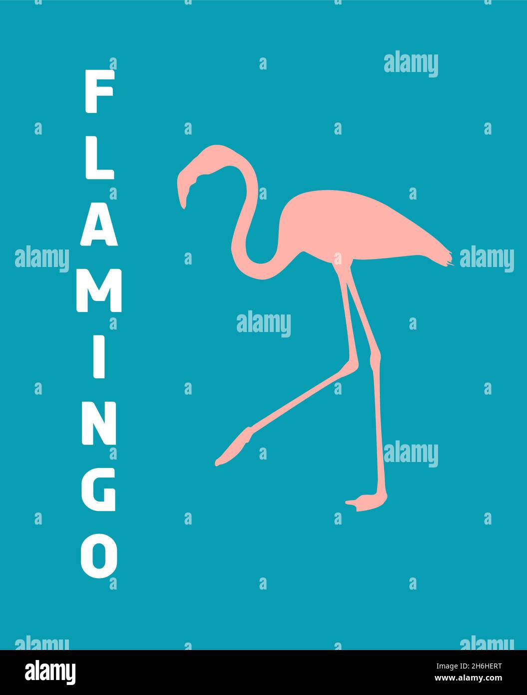 Amusing flamingo with flamingo text in vertical, funny quote and animal ...