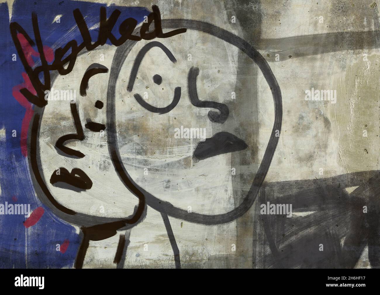 Exciting graffiti woman portrait line art, with shocked face and text ...