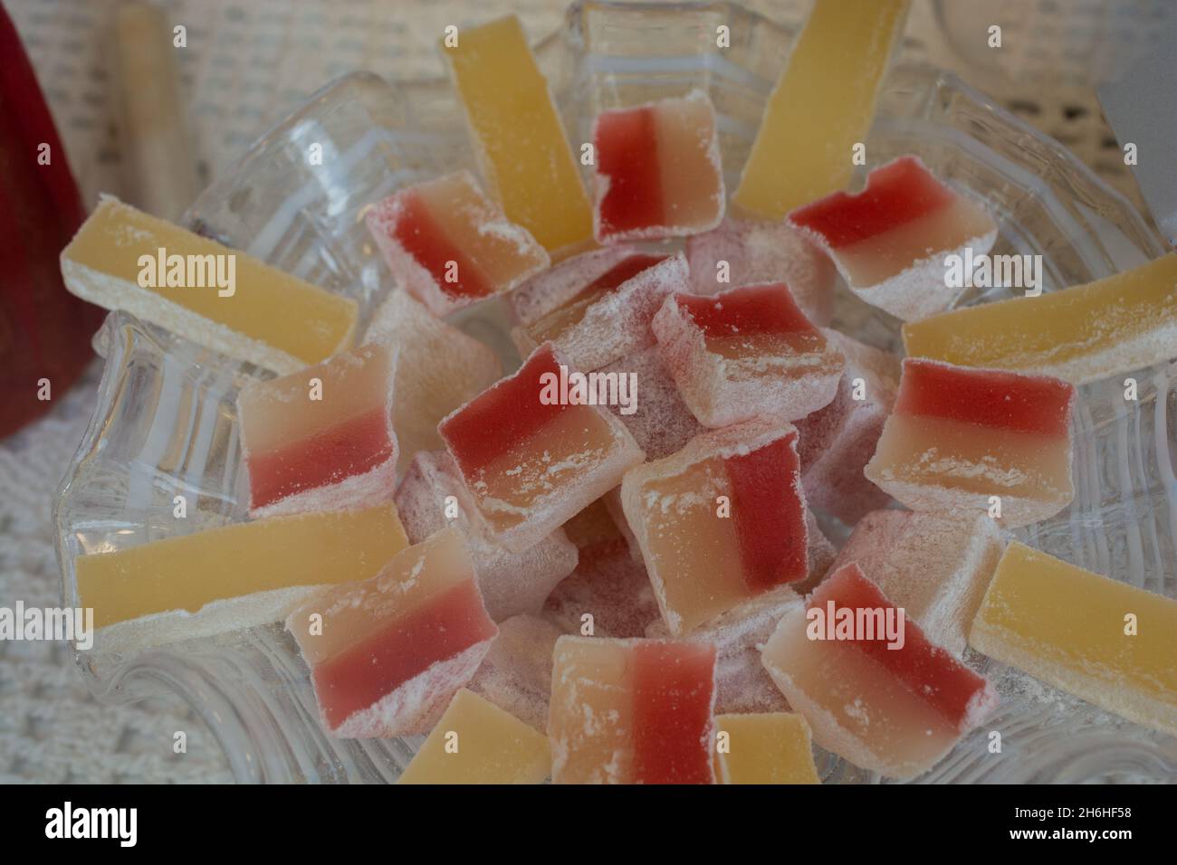 Traditional Turkish Delight, Sugar coated soft candy Stock Photo - Alamy