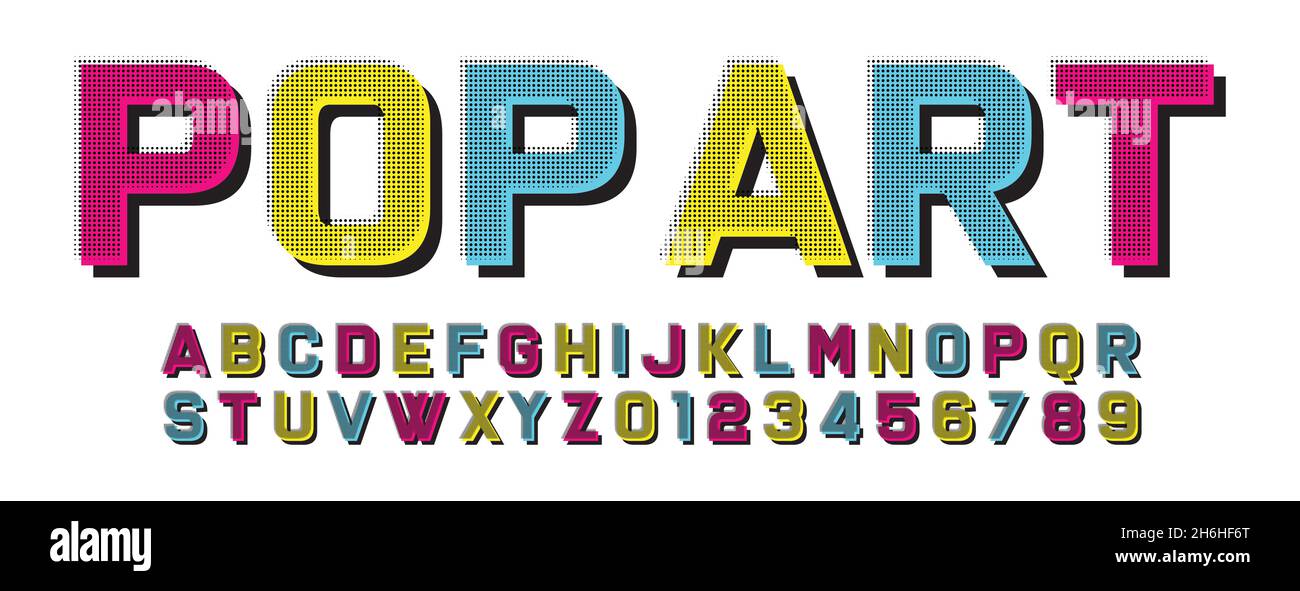 Modern Pop Art Font effect isolated on white background in vector ...
