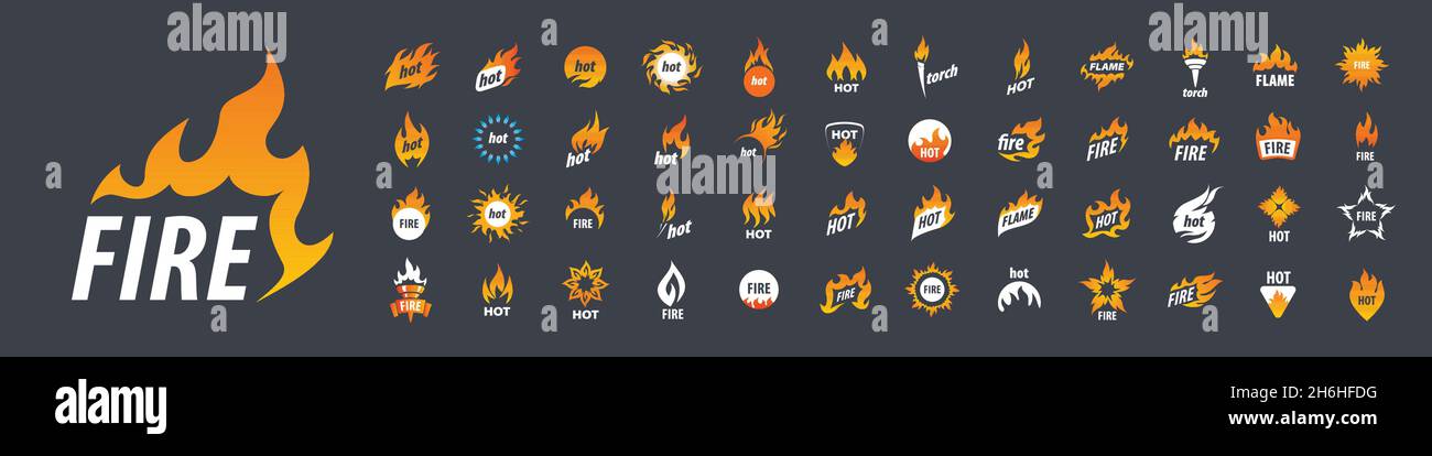 A set of vector logos Fire on a black background Stock Vector Image ...