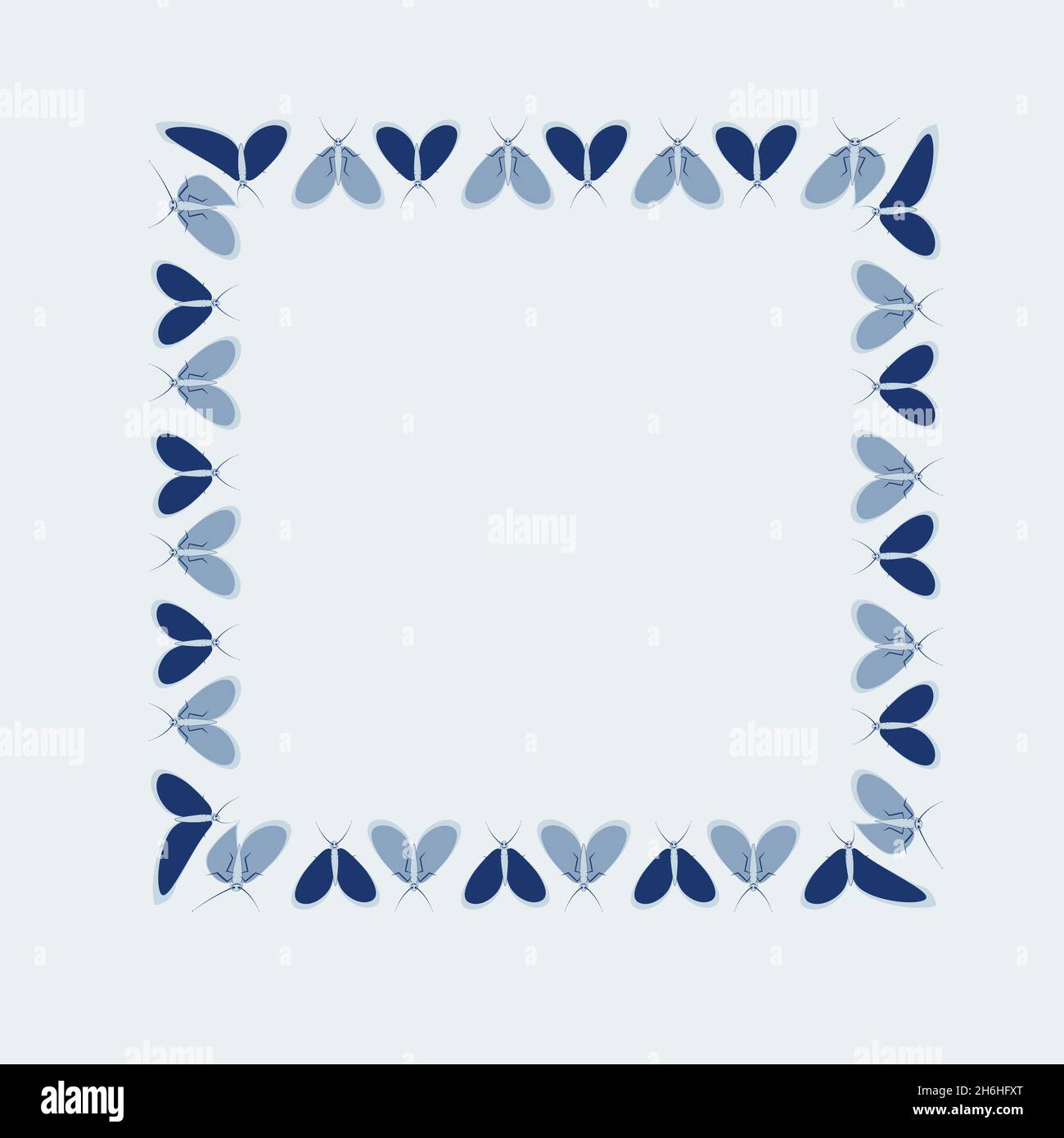Frames on a square background - stylized moths - graphics. Flight ...