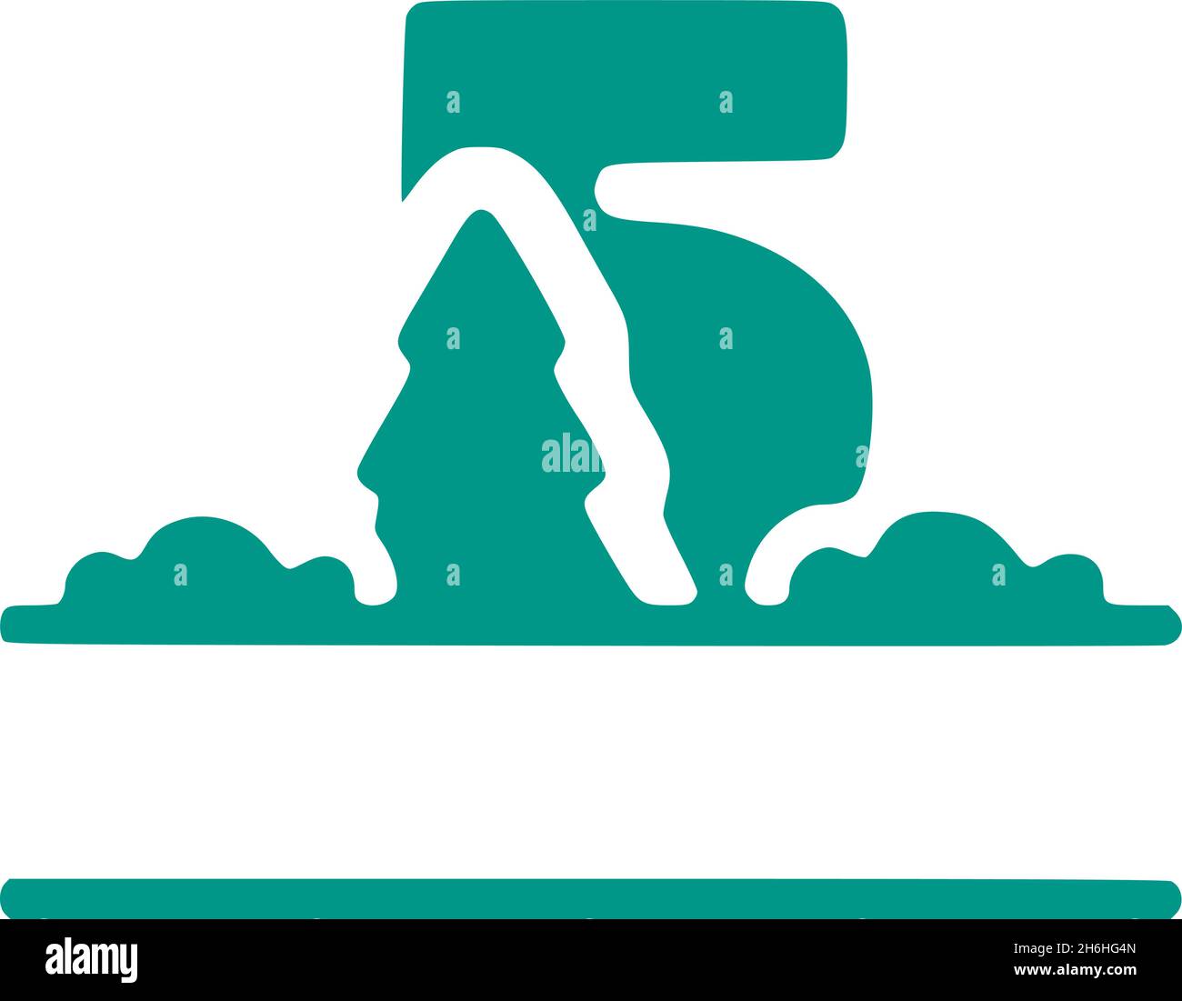 Number 5 and natural landscape, nature monogram design isolated on ...