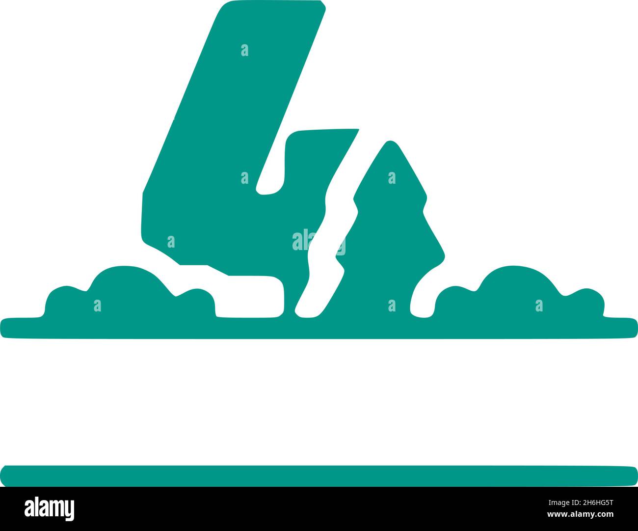 Number 4 and natural landscape, nature monogram design isolated on ...