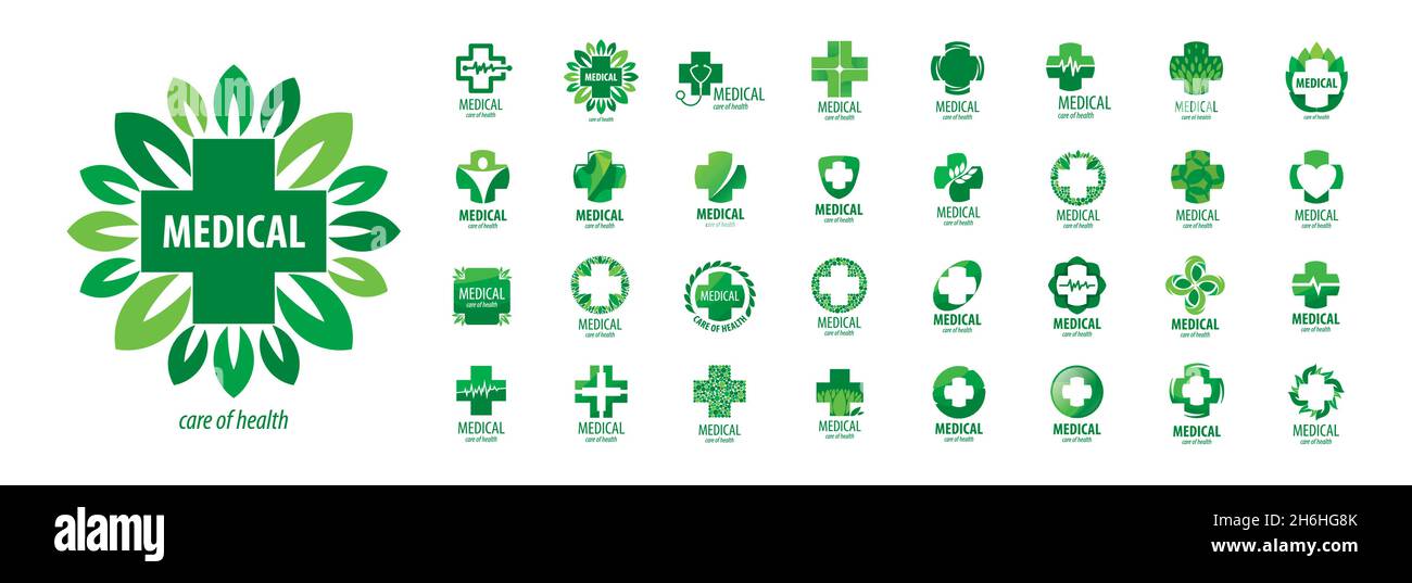 A set of vector logos of medicine on a white background Stock Vector ...