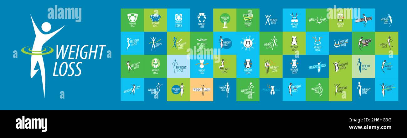 Set of vector logos Weight reduction on different color backgrounds ...