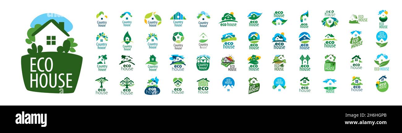 A set of vector Country House logos on a white background Stock Vector ...