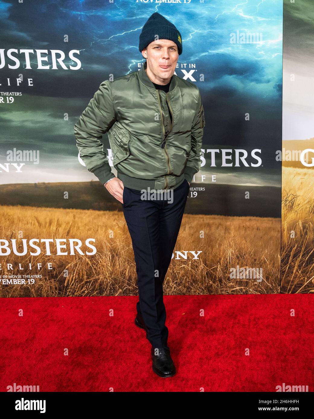 Jake Lacy attends the premiere of "Ghostbusters: Afterlife" at AMC ...
