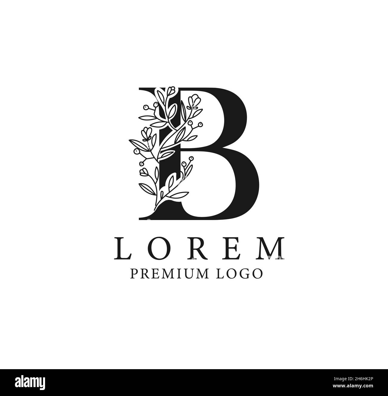 initial letter b with swirls and floral vector, abstract letter b logo ...