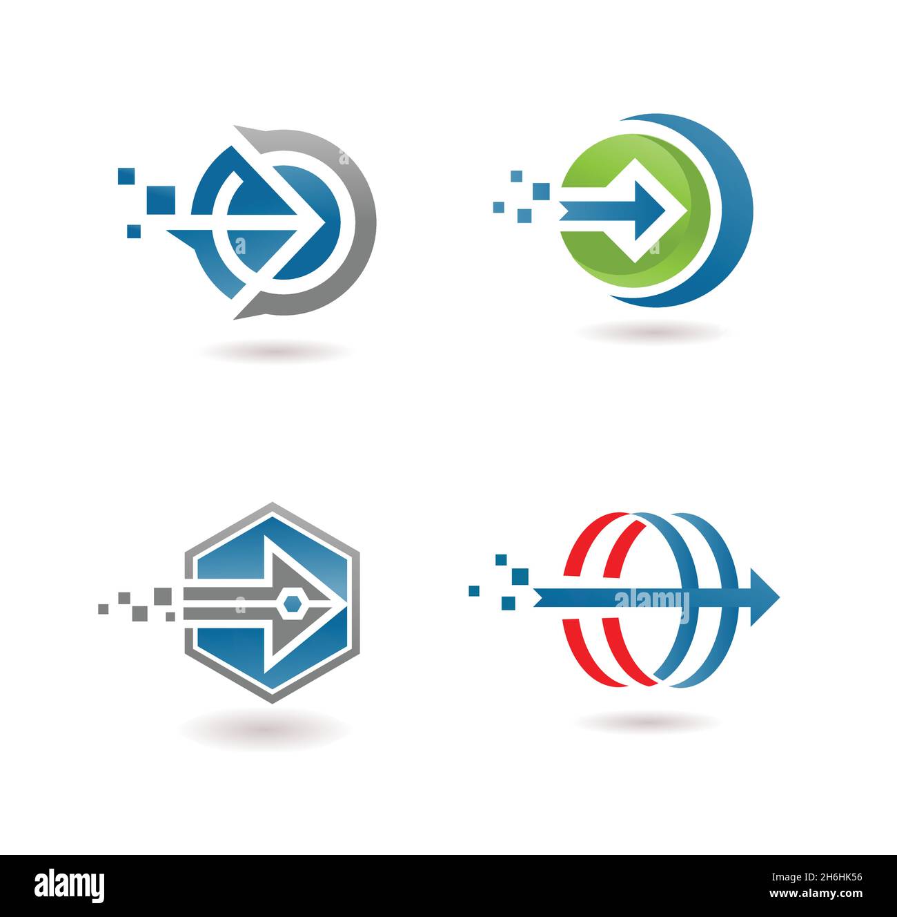 Arrows Business identity symbols with stylized direction arrows shapes ...