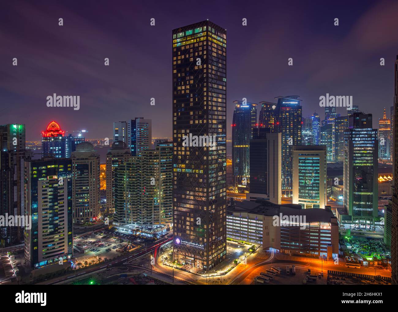 Panoramic Aerial view of westbay Doha Skyline in daylight, The West Bay ...