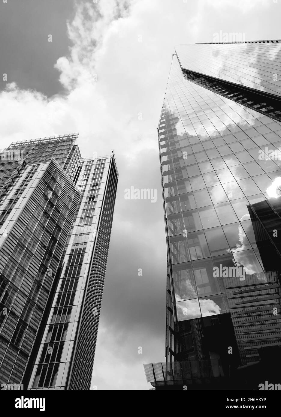 LONDON, UNITED KINGDOM - Aug 24, 2021: A vertical, grayscale shot of ...