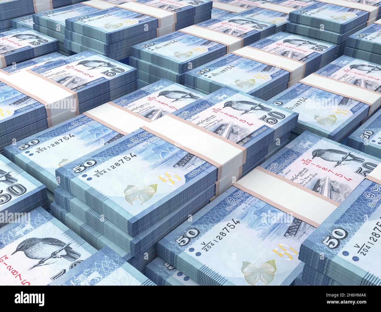 Money of Sri Lanka. Rupee bills. LKR banknotes. 50 Sinhala. Business ...