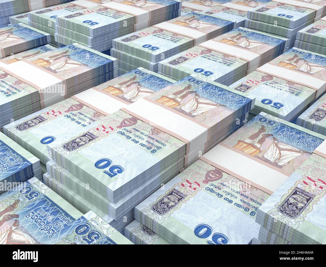 Money of Sri Lanka. Rupee bills. LKR banknotes. 50 Sinhala. Business ...