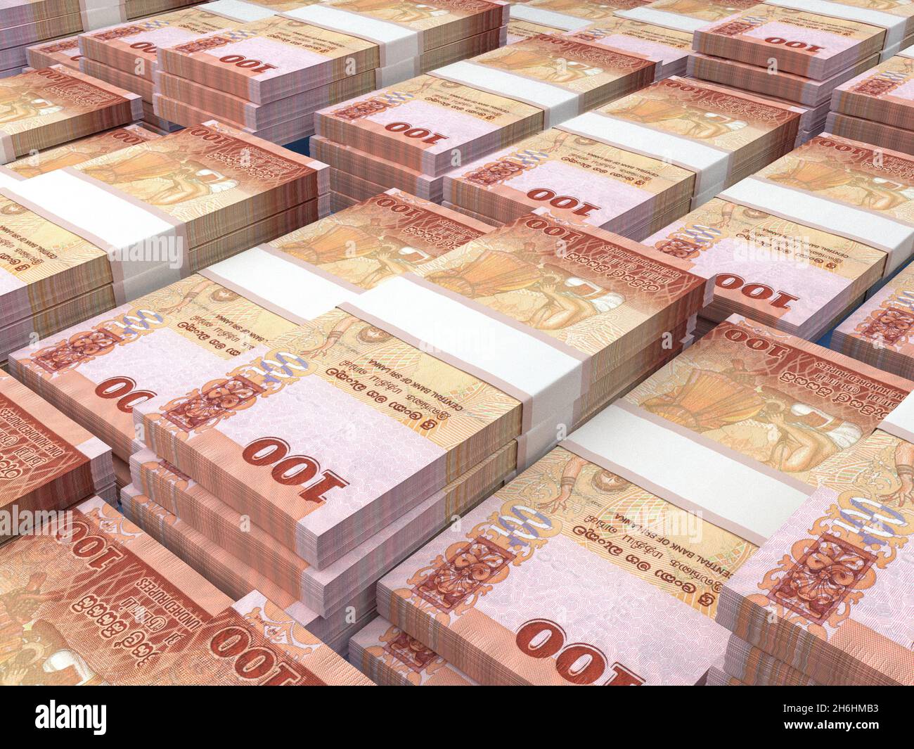 Money of Sri Lanka. Rupee bills. LKR banknotes. 100 Sinhala. Business ...