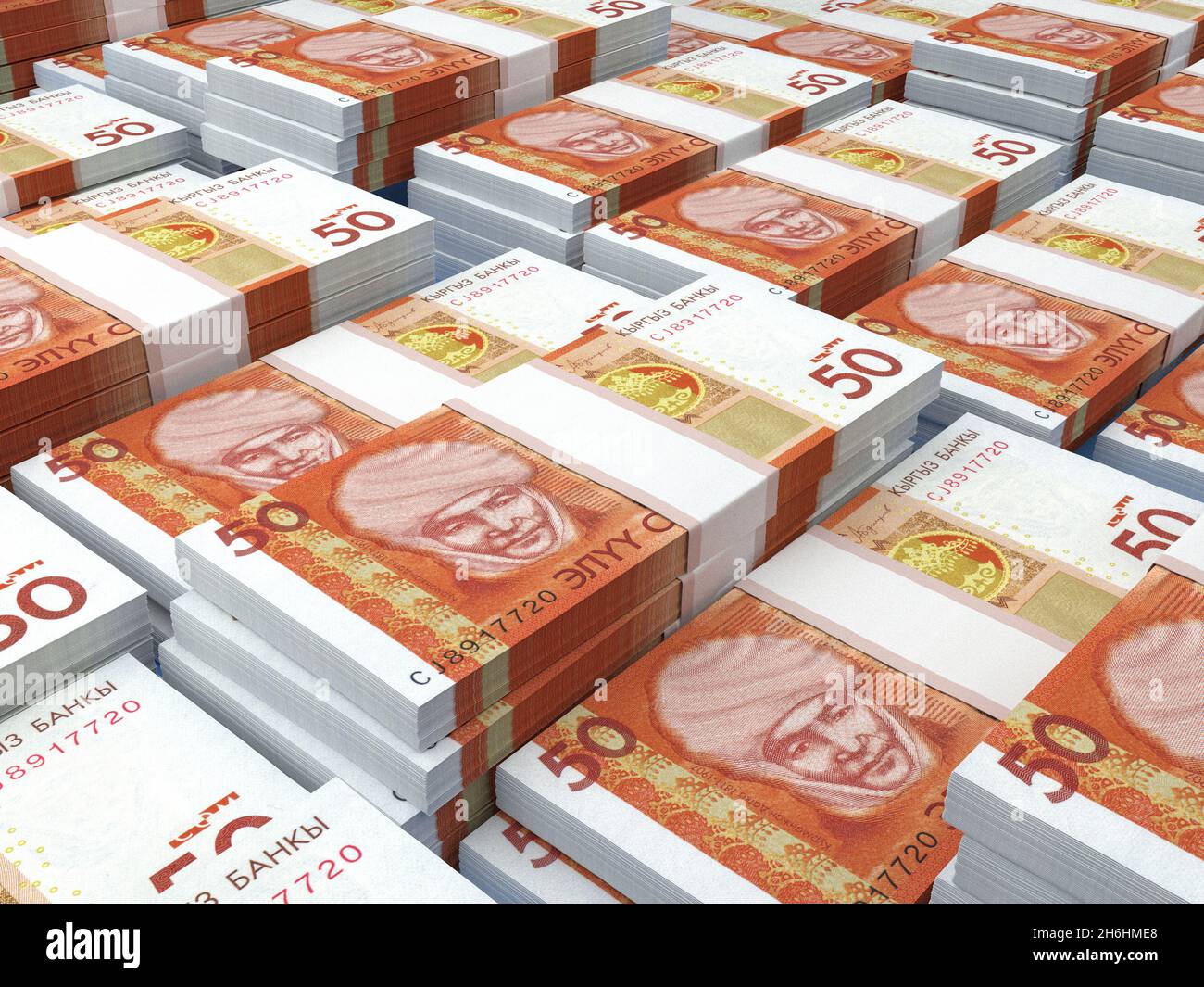 Money of Kyrgyzstan. Som bills. KGS banknotes. 50 Kirghiz. Business ...