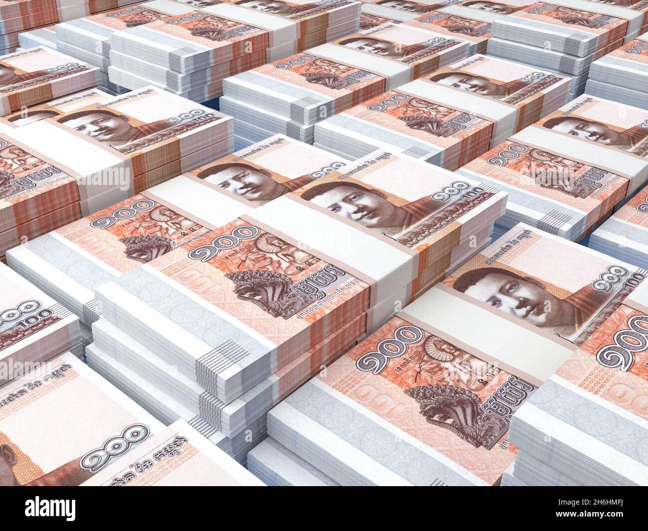 Money of Cambodia. Riels bills. KHR banknotes. 100 Khmer. Business ...