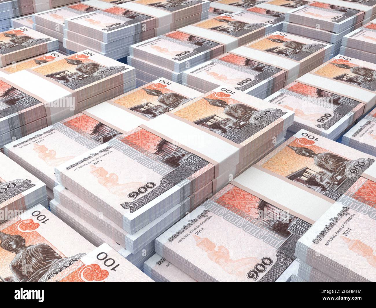 Money of Cambodia. Riels bills. KHR banknotes. 100 Khmer. Business ...