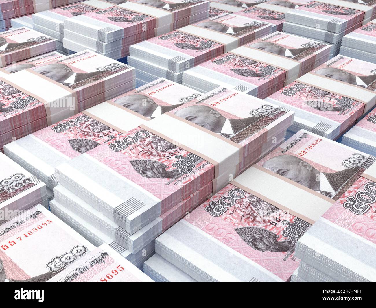 Money of Cambodia. Riels bills. KHR banknotes. 500 Khmer. Business ...