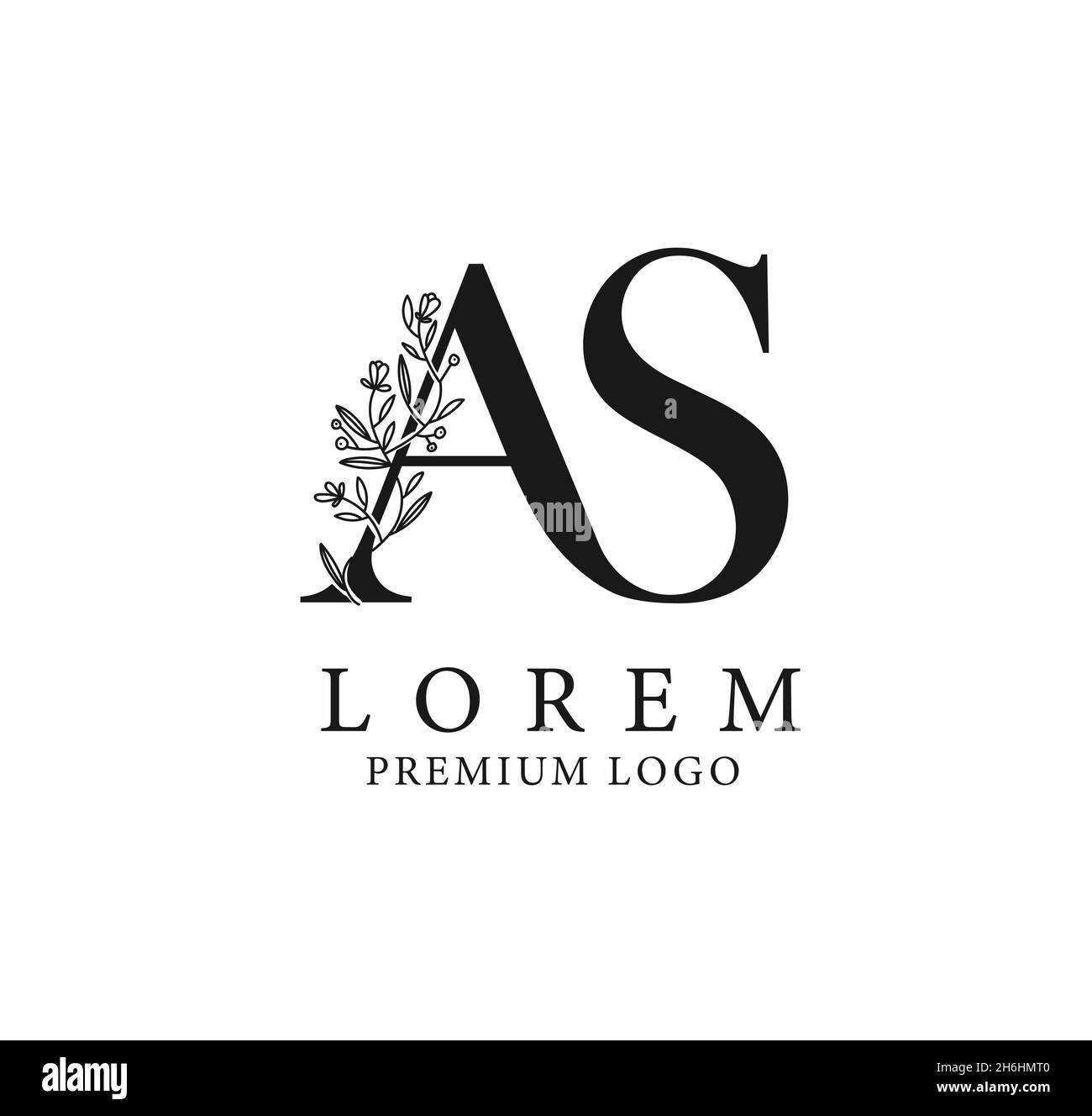 letter as with swirls and floral vector, a and s letter logo formed by ...