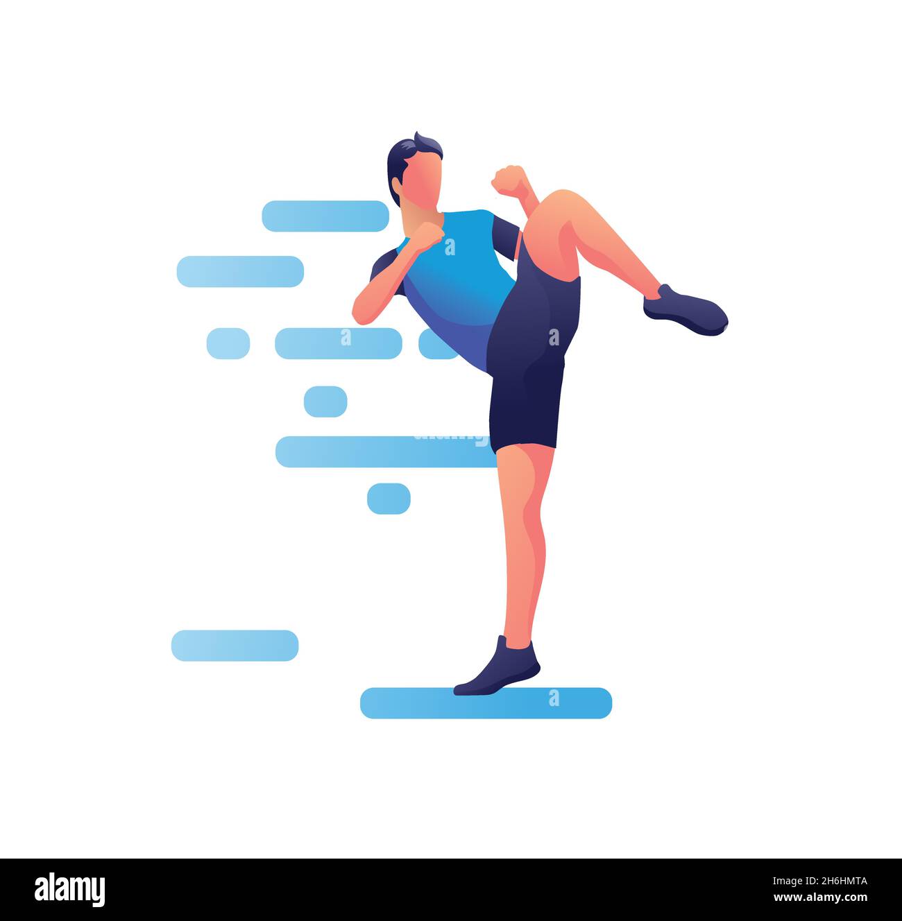 Young male legs kickboxing Stock Vector Images - Alamy