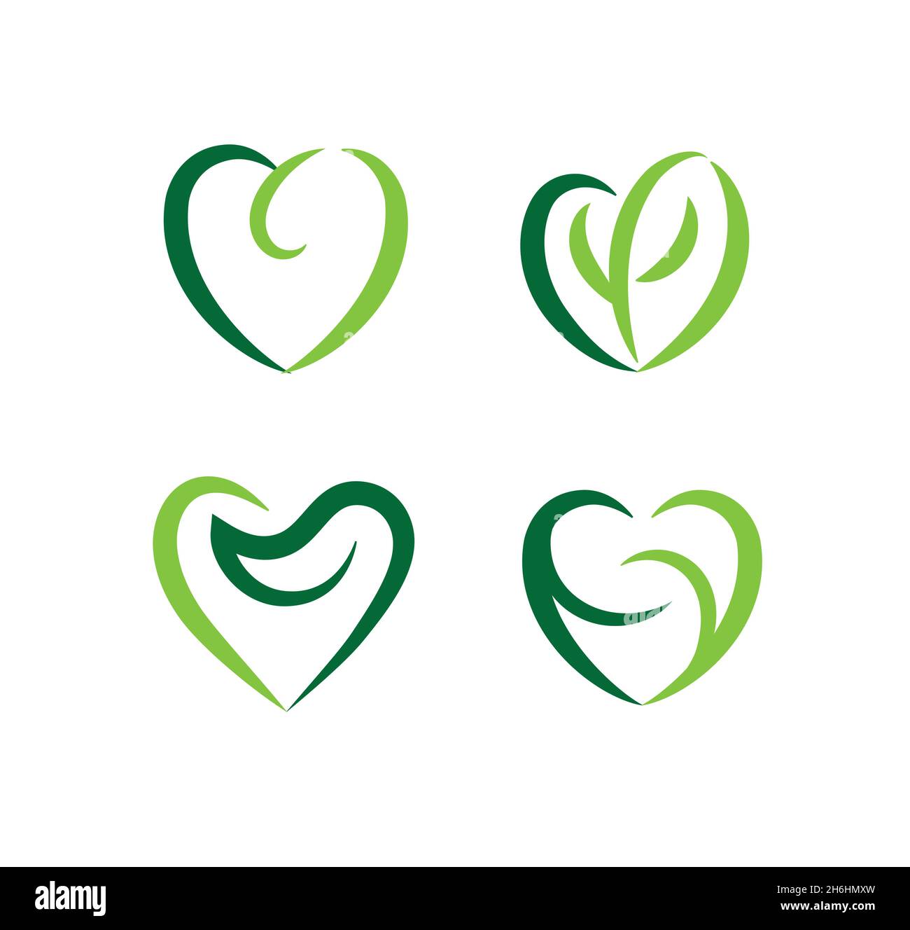 heart and leaf vector illustration, Love nature creative logo design ...