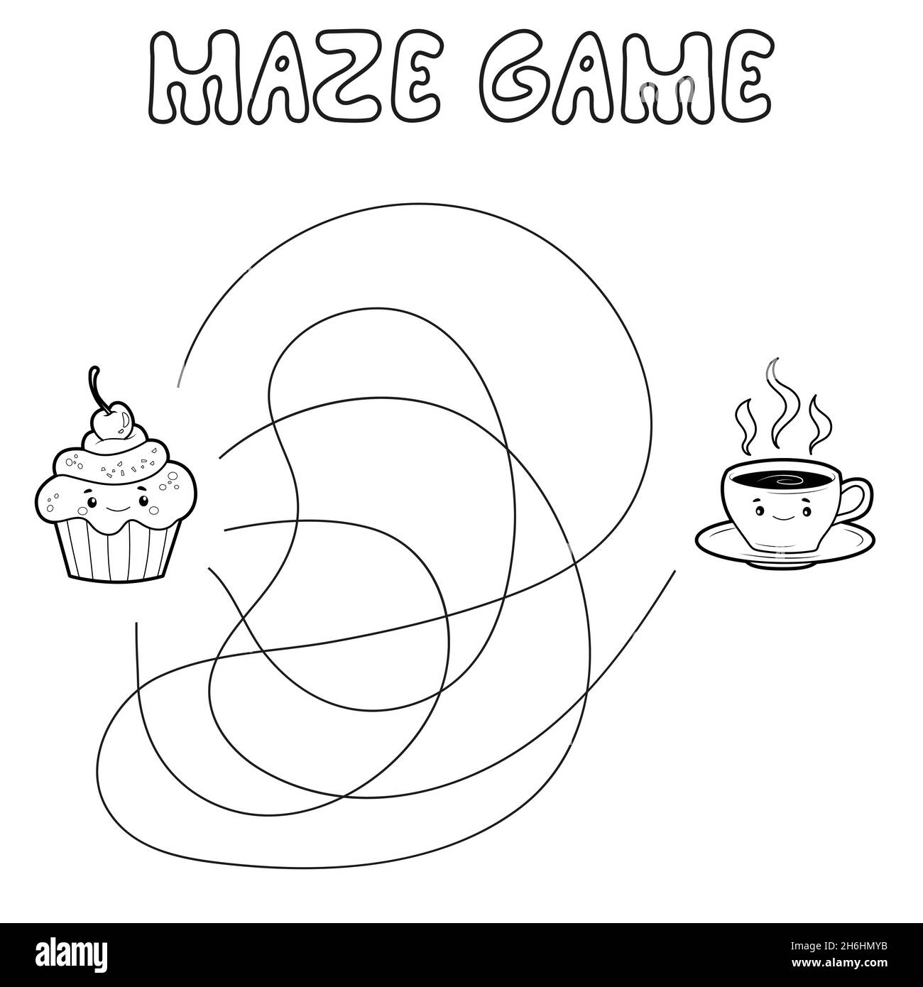 Maze puzzle game for children. Outline maze or labyrinth. Find path ...