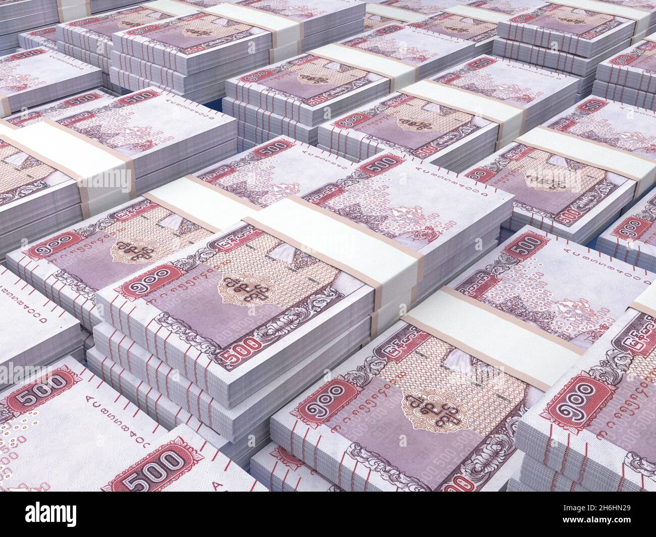 Money of Myanmar. Kyat bills. MMK banknotes. 500 Burmese. Business ...