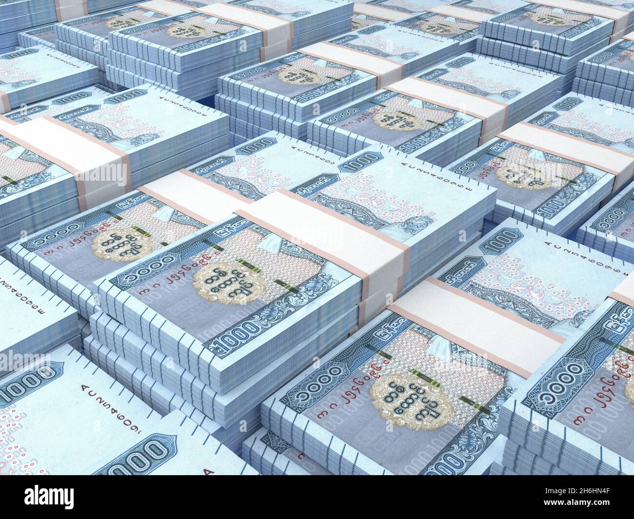 Money of Myanmar. Kyat bills. MMK banknotes. 1000 Burmese. Business ...