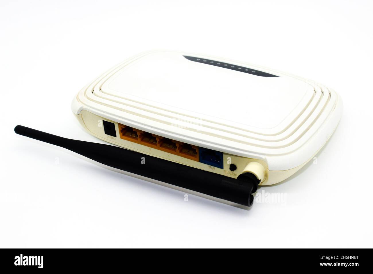 A picture of router isolated on white background with selective focus ...